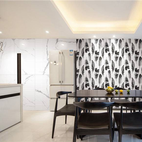 Black And White Feather matt 800x1400x6mm | Fantaci interiors