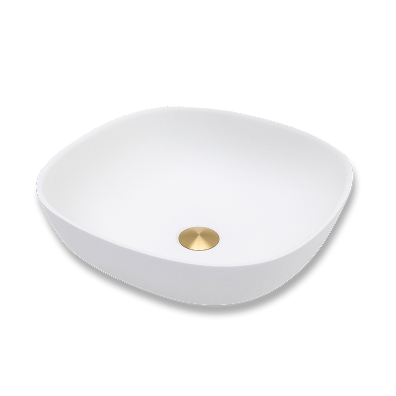 Omega Square Above Counter Top Basin, Solid Surface Acrylic (Matt Whit ...